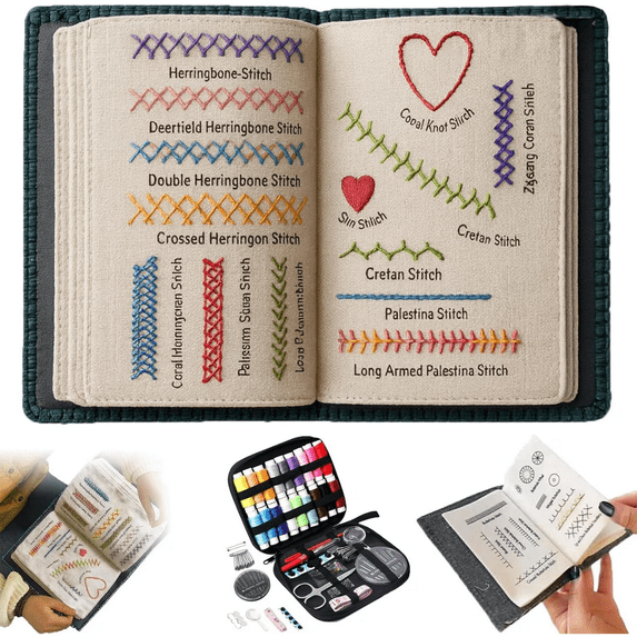 Embroidery Stitch Book, DIY High-Density Linen Stitch Books Set with ...