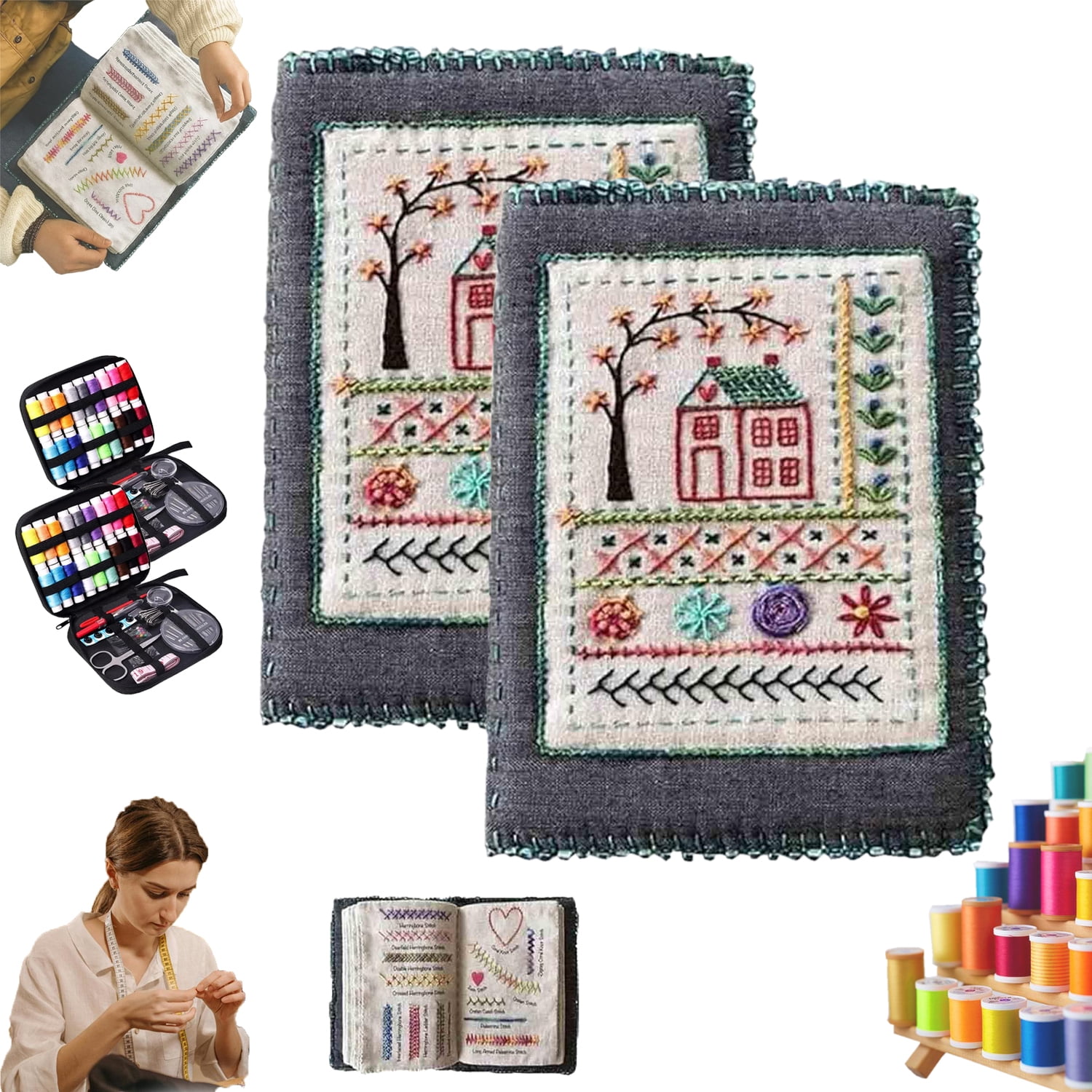 Embroidery Stitch Book Kit, All-in-One Embroidery Stitch Book & Sewing ...