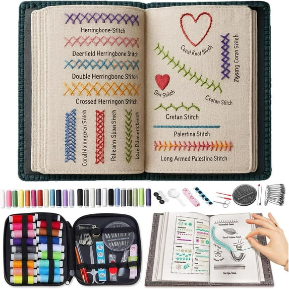 Embroidery Stitch Book Kit for Beginner, 2026 New DIY Book Embroidery ...