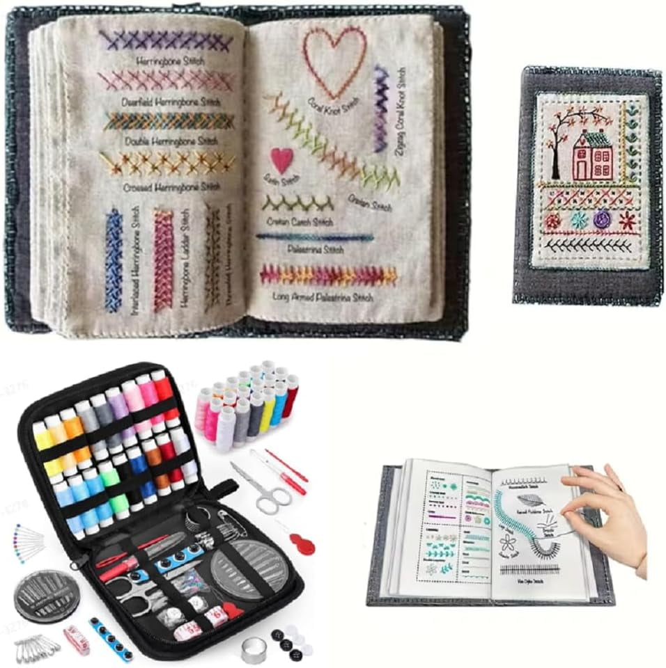 Embroidery Stitch Book Kit, Portable Embroidery Stitch Book & Sewing ...