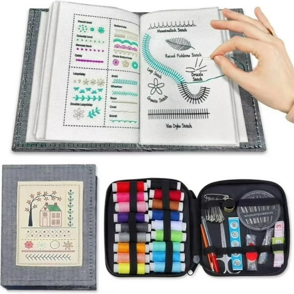 Embroidery Stitch Book Kit,Portable All Scenario Embroidery Stitch Book,Comes with a Complete ...