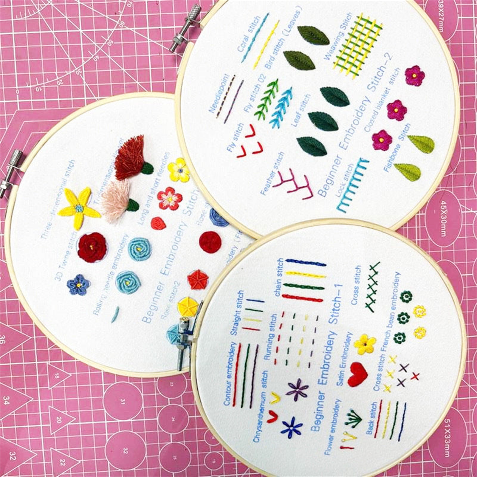 Embroidery Stitch Practice Kit,Beginner Stitch Learning Materials,Non ...
