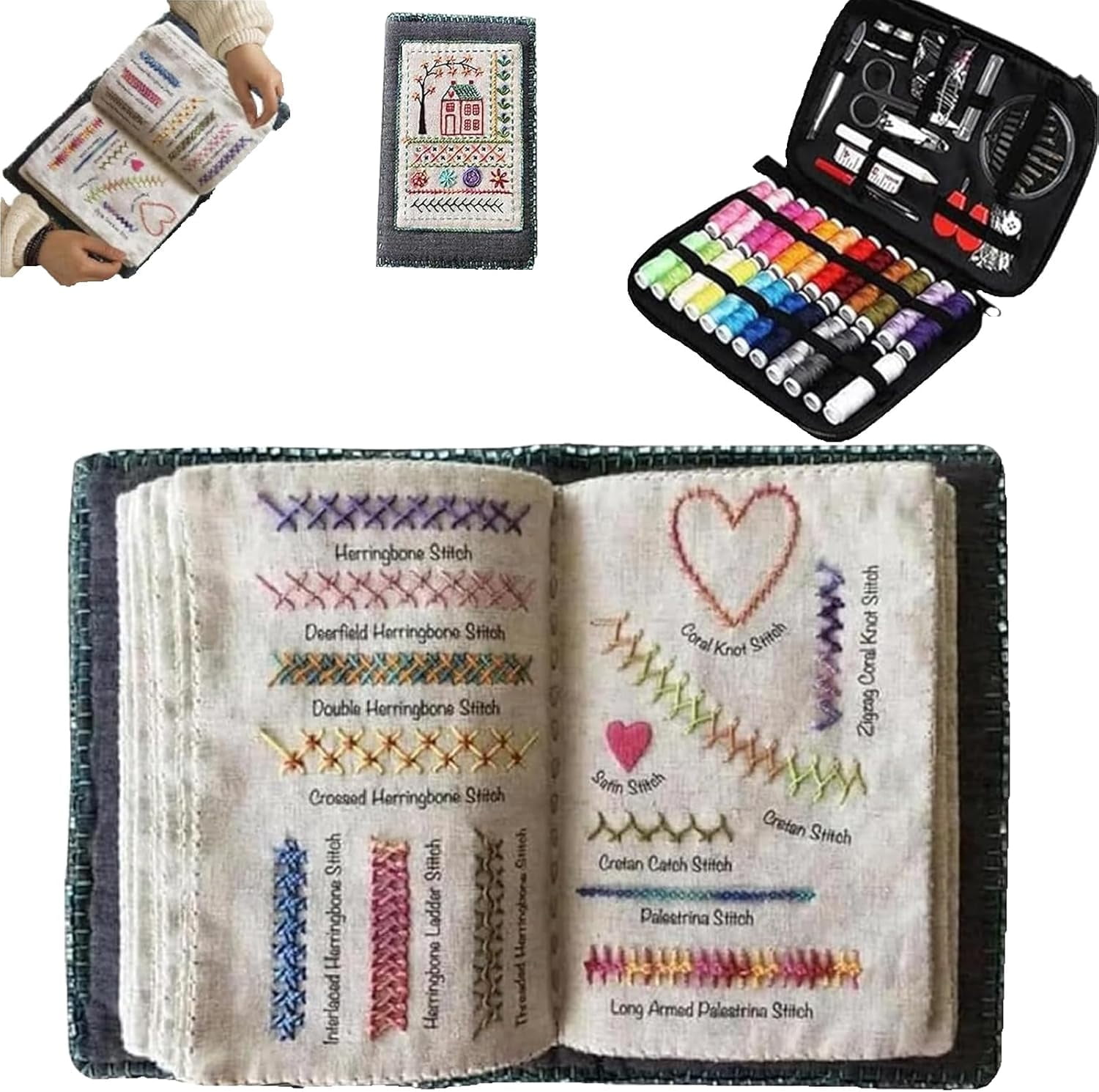 Embroidery Stitch Sampler Book, Complete Sewing Kit with Patterns ...