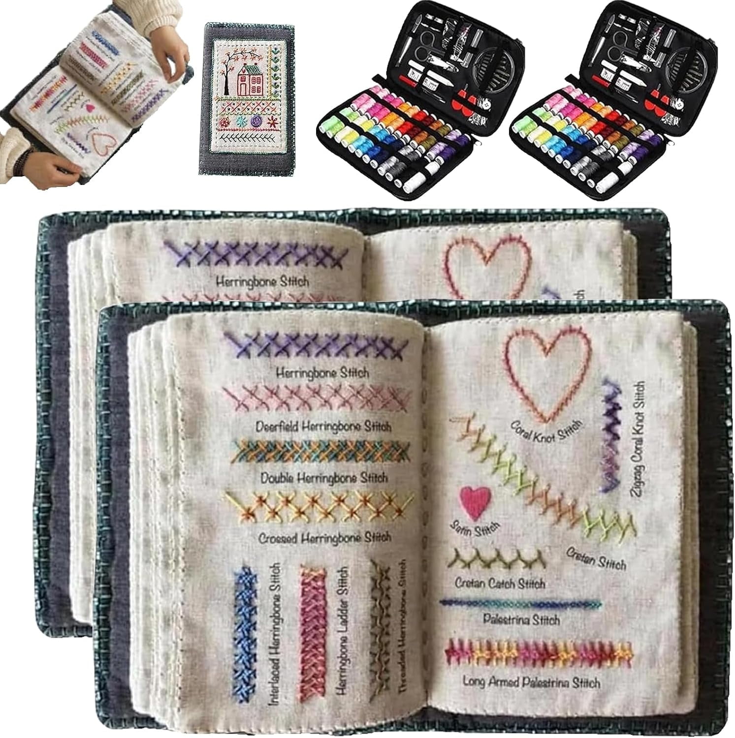 Embroidery Stitch Sampler Book, Complete Sewing Kit with Patterns ...