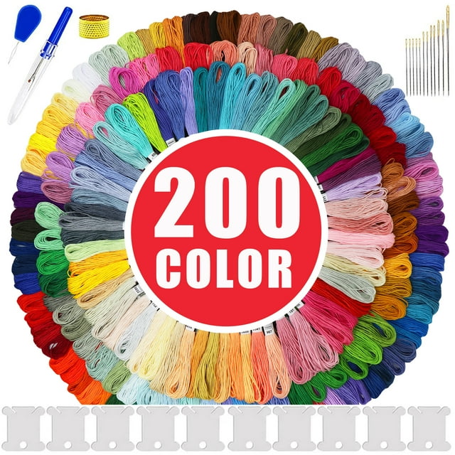 High-Quality 200PCS Embroidery Thread Floss Kit, Silky Polyester String ...