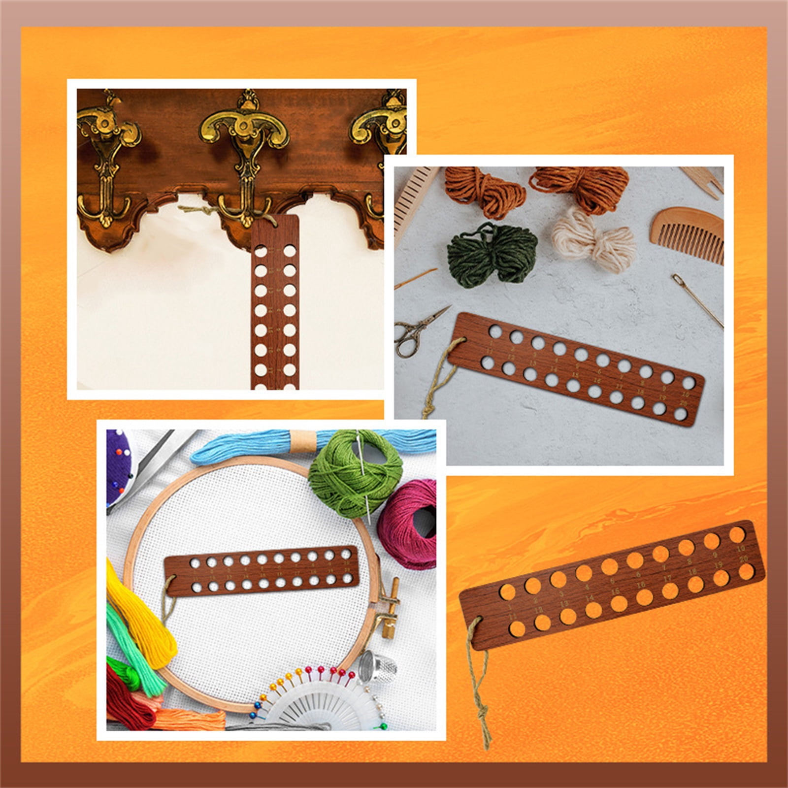 Embroidery Thread Organizer, 20-Hole Cross Stitch Compact Wooden Thread ...