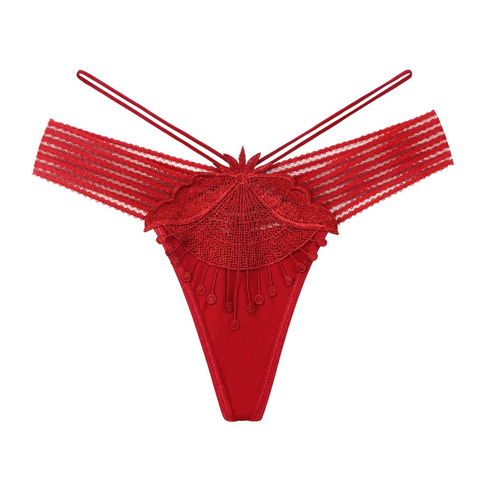 Embroidery Women Briefs Panties Thin Strap G-String Sexy Lingerie Thong ...