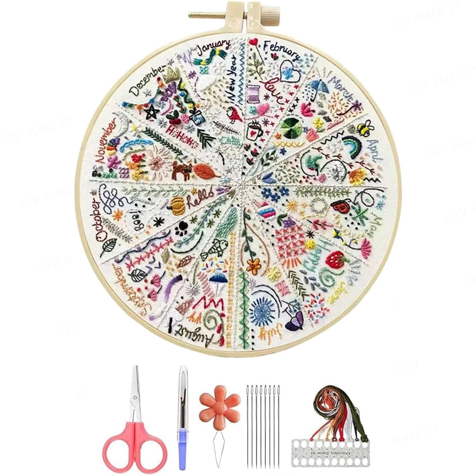 Embroidery kit for Beginners Adults DIY Starter Kit, Cross Stitch Kits ...