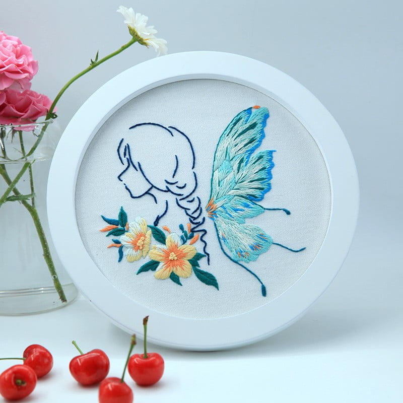 Embroidery kit for Adults, Bee and Butterfly Floral Designs, Including ...