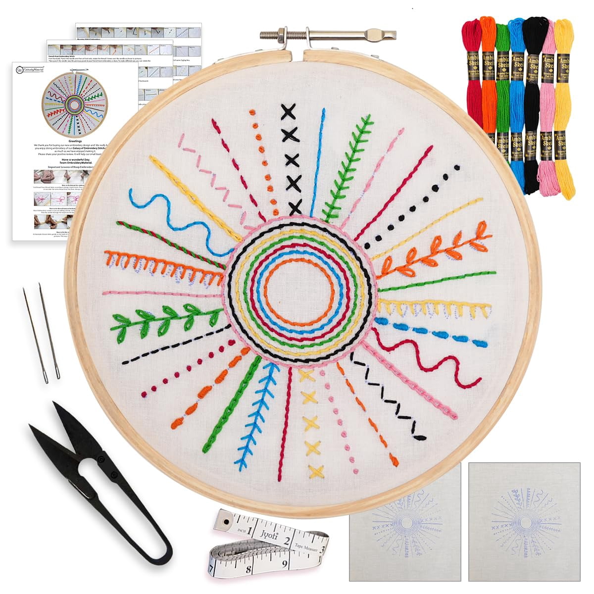 Embroiderymaterial Art Embroidery Starter Kit 15 Stitches Explained ...