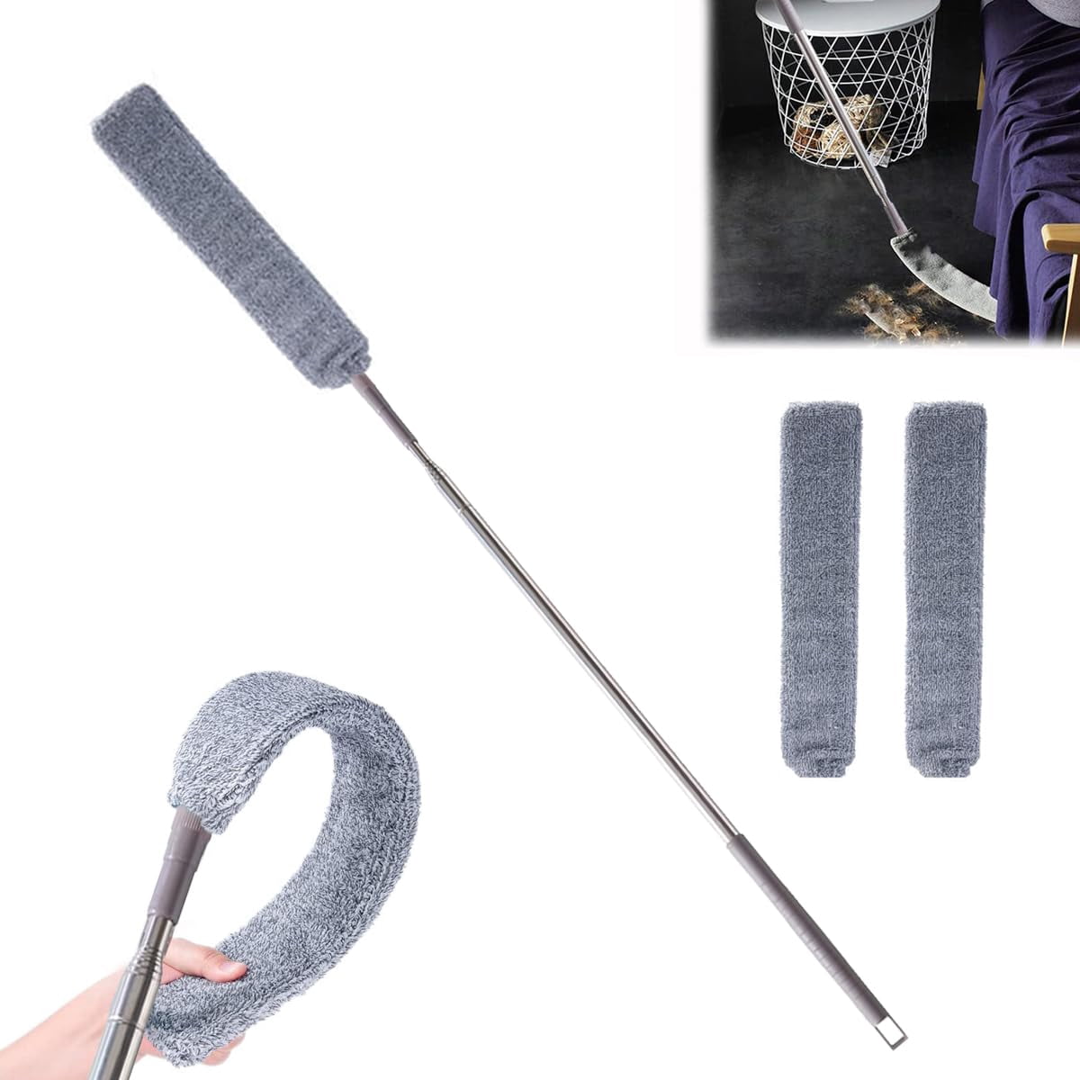 Emcgicc Retractable Gap Dust Cleaner, Microfiber Hand Duster, Under ...