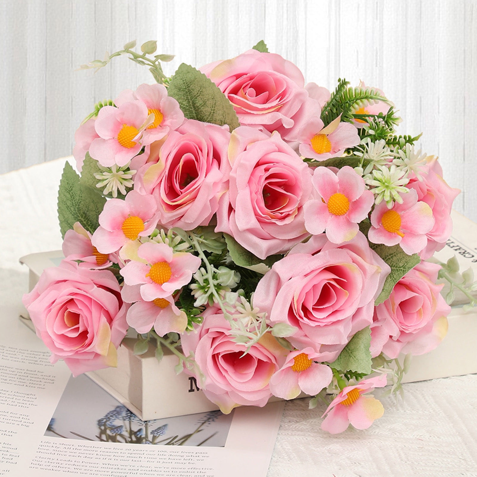 Emdiqzs Artificial Rose Bouquets Multi-color Silk Floral Arrangements ...