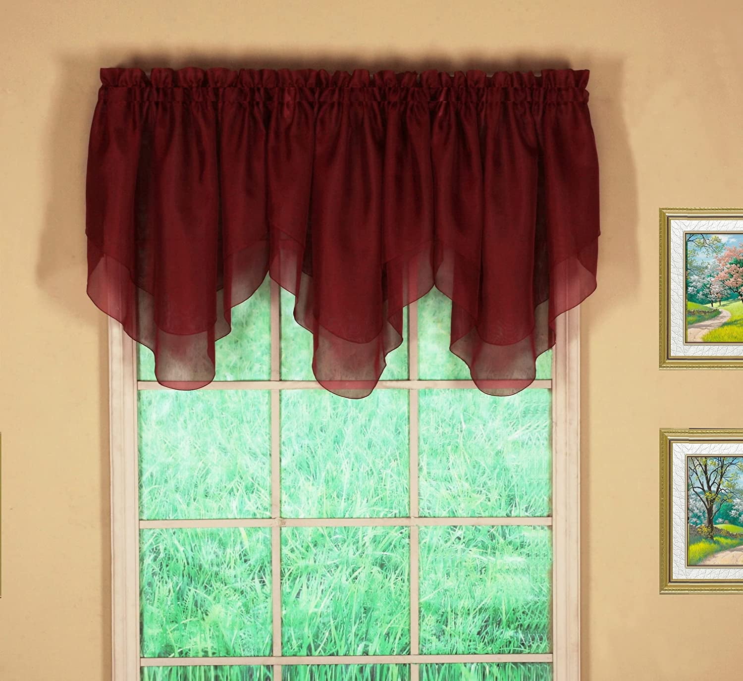 Emelia Original Voile Ascot 25", Burgundy, 40" W x 25" L - Walmart.com