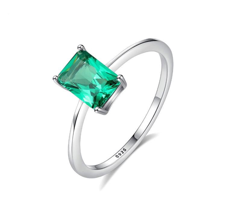 Emerald Baguette Ring Gemstone Ring Emerald Jewelry Gift for Her Gold ...