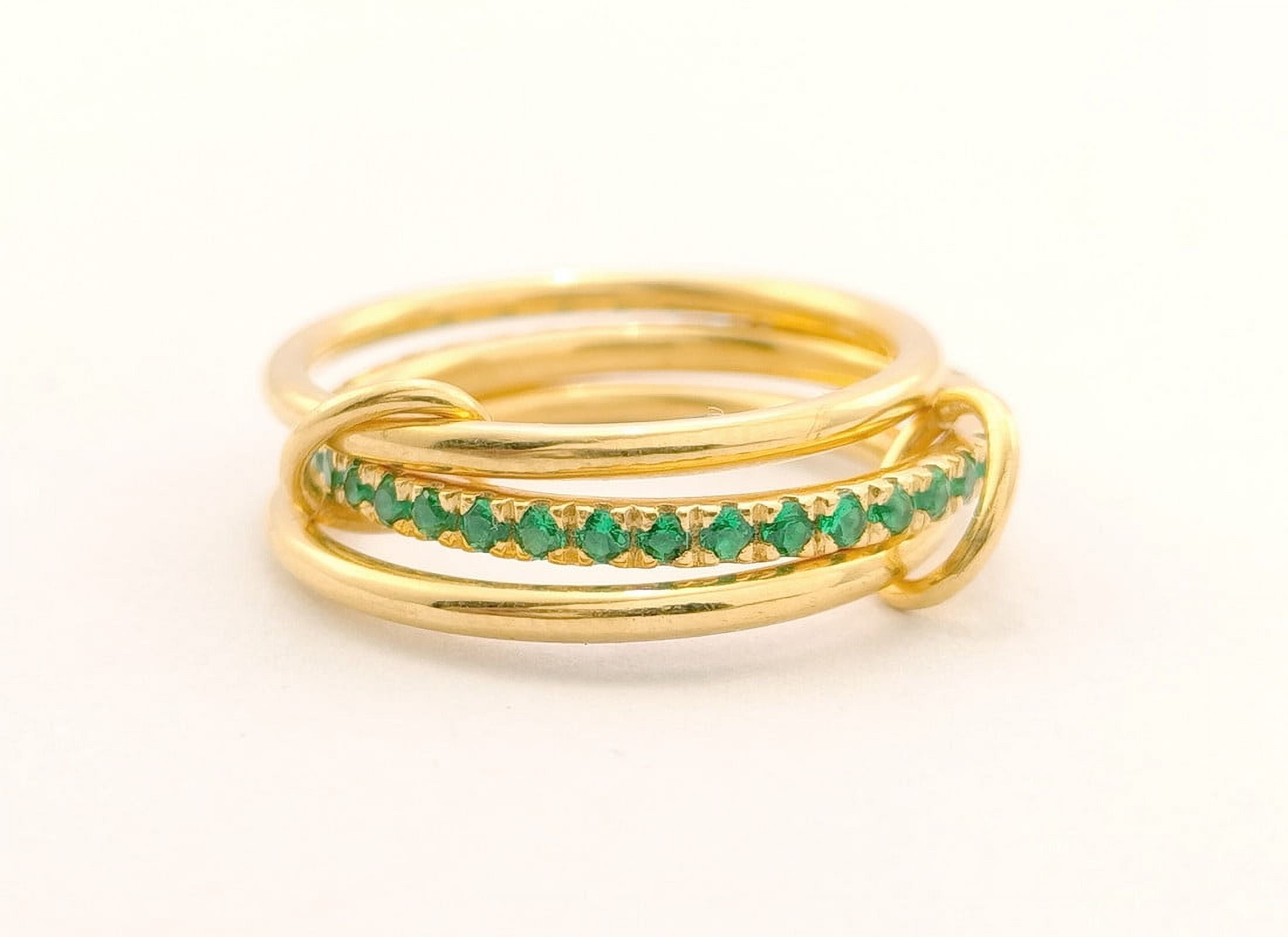 Emerald Band Ring, 3 Set Enter Locking Band Ring, Woman Stacking Band ...