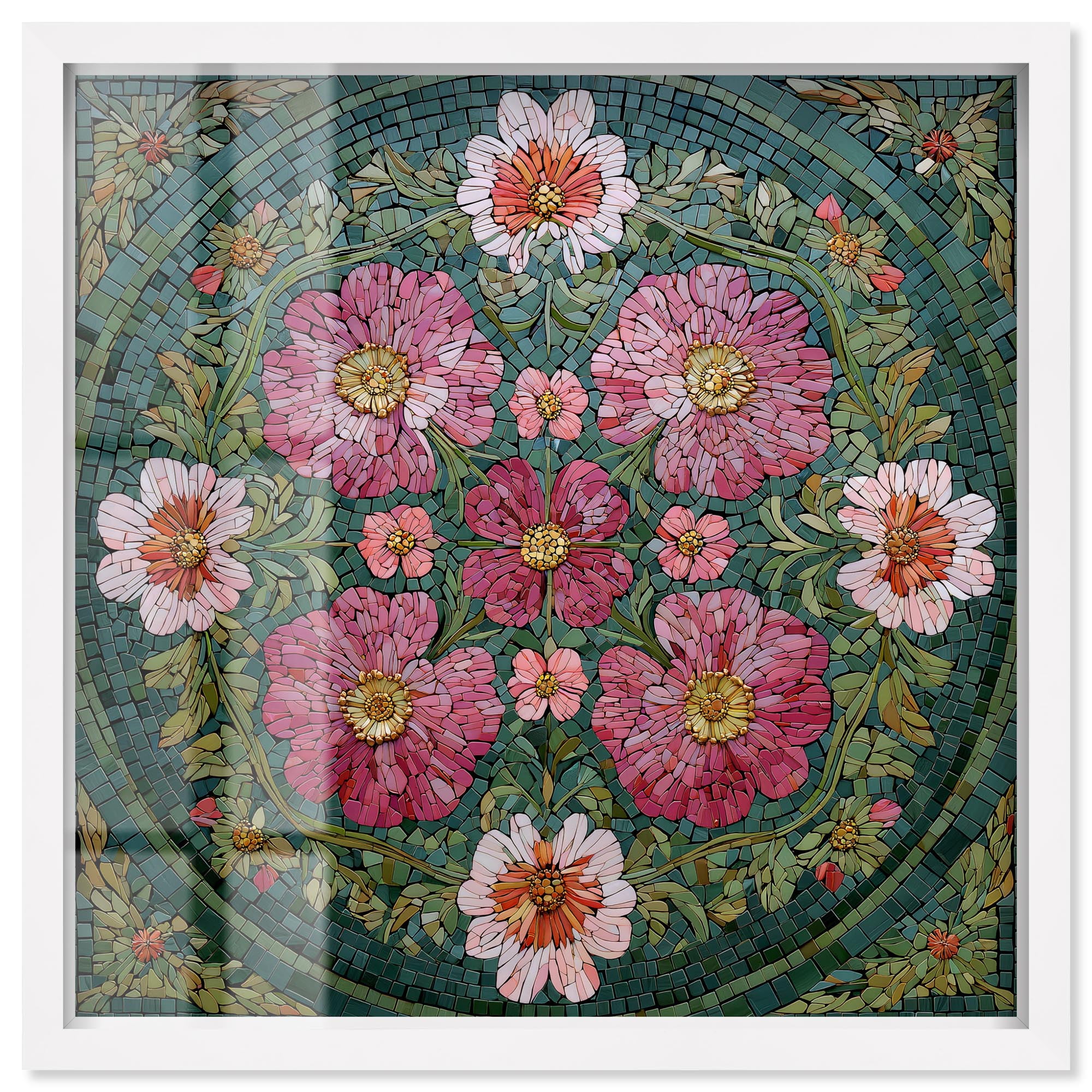 Emerald Bloom Mandala I Shadowbox Print Bathroom Wall Art by Art Remedy ...