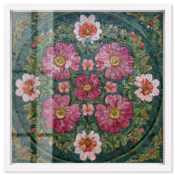 Emerald Bloom Mandala I Shadowbox Print Bathroom Wall Art by Art Remedy ...