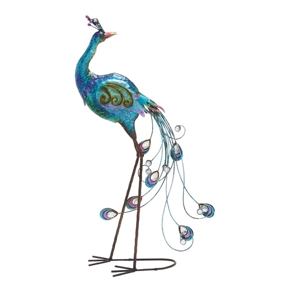 Emerald Blue Metallic Finish Peacock Decorative - Walmart.com