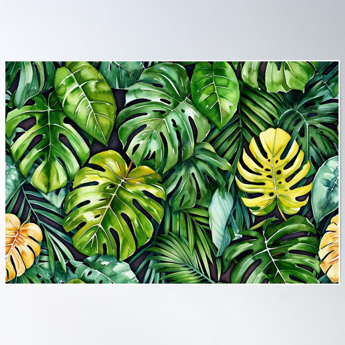 Emerald Canopy Watercolor Poster Wall Art, Modern Wall Decor For Living ...