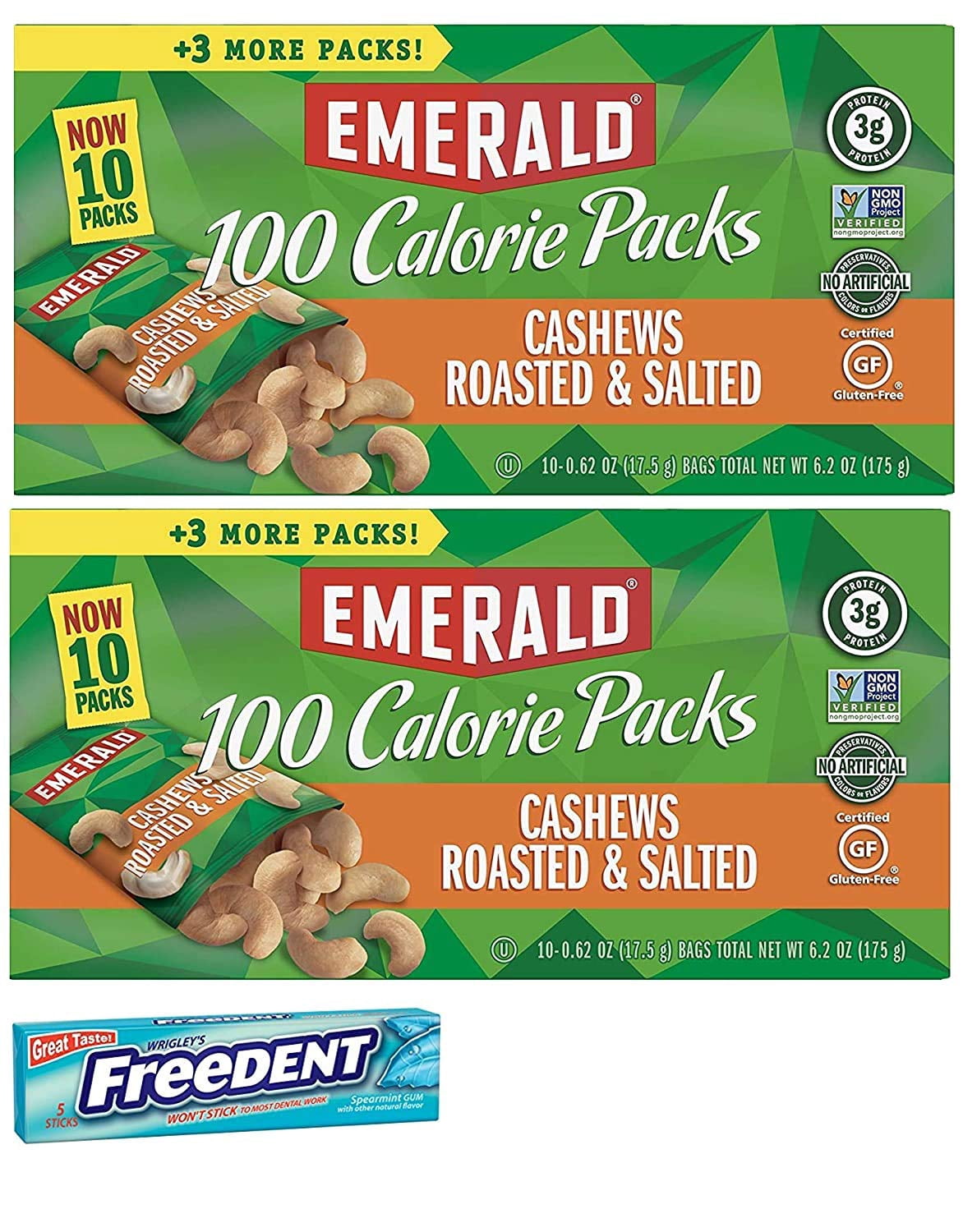Emerald Cashews Roasted and Salted 100 Calorie Packs. Healthy, Low Carb ...