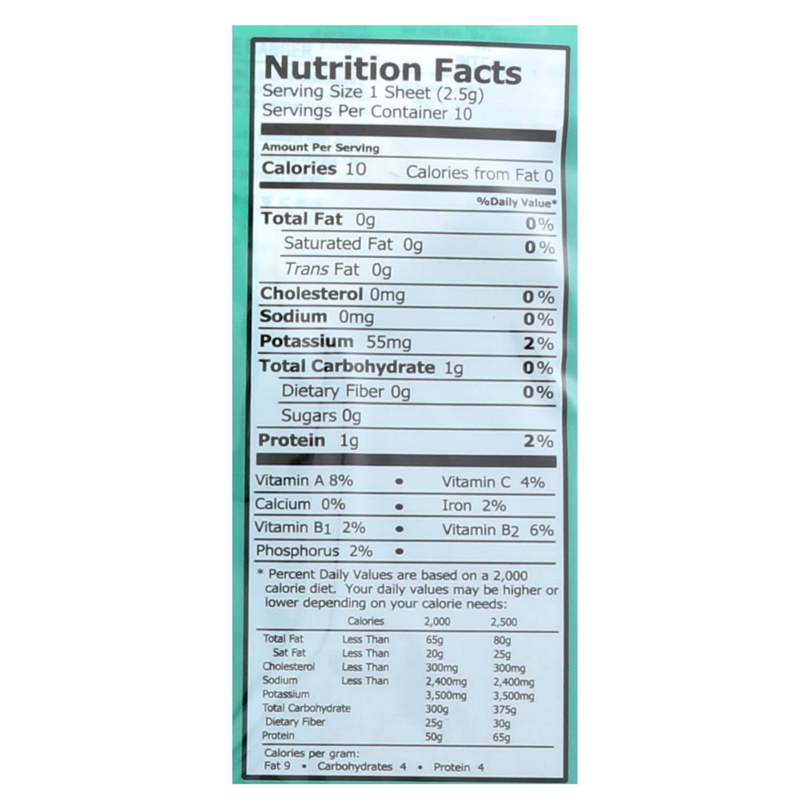 Emerald Cove Organic Pacific Nori - Untoasted Hoshi - Silver Grade - .9 ...