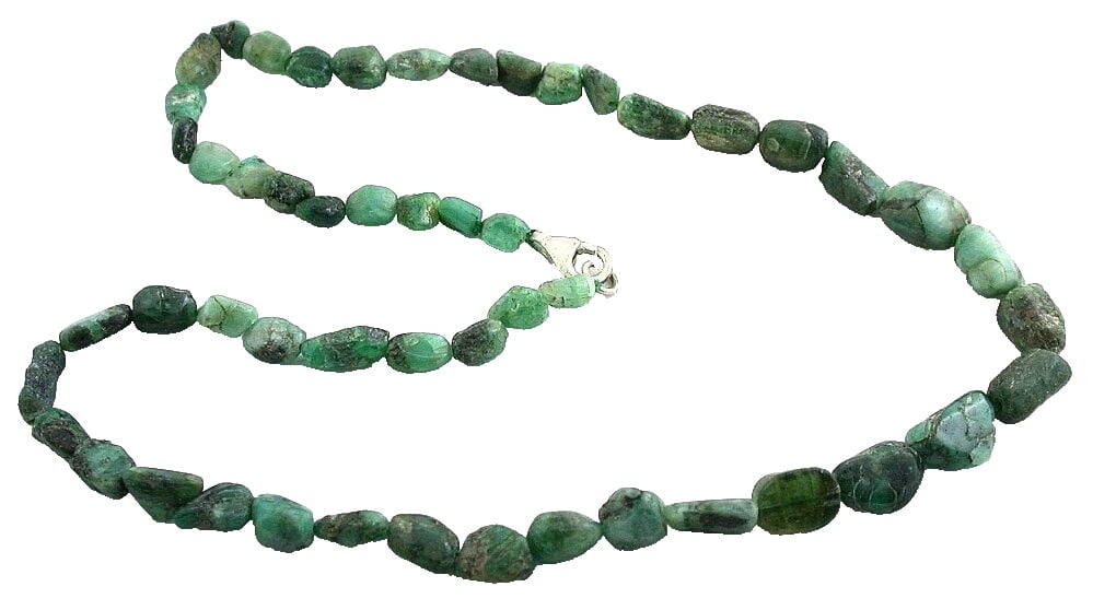 Emerald Crystal Nugget Bead Strand 18" Strand + FREE STERLING CLASP ...
