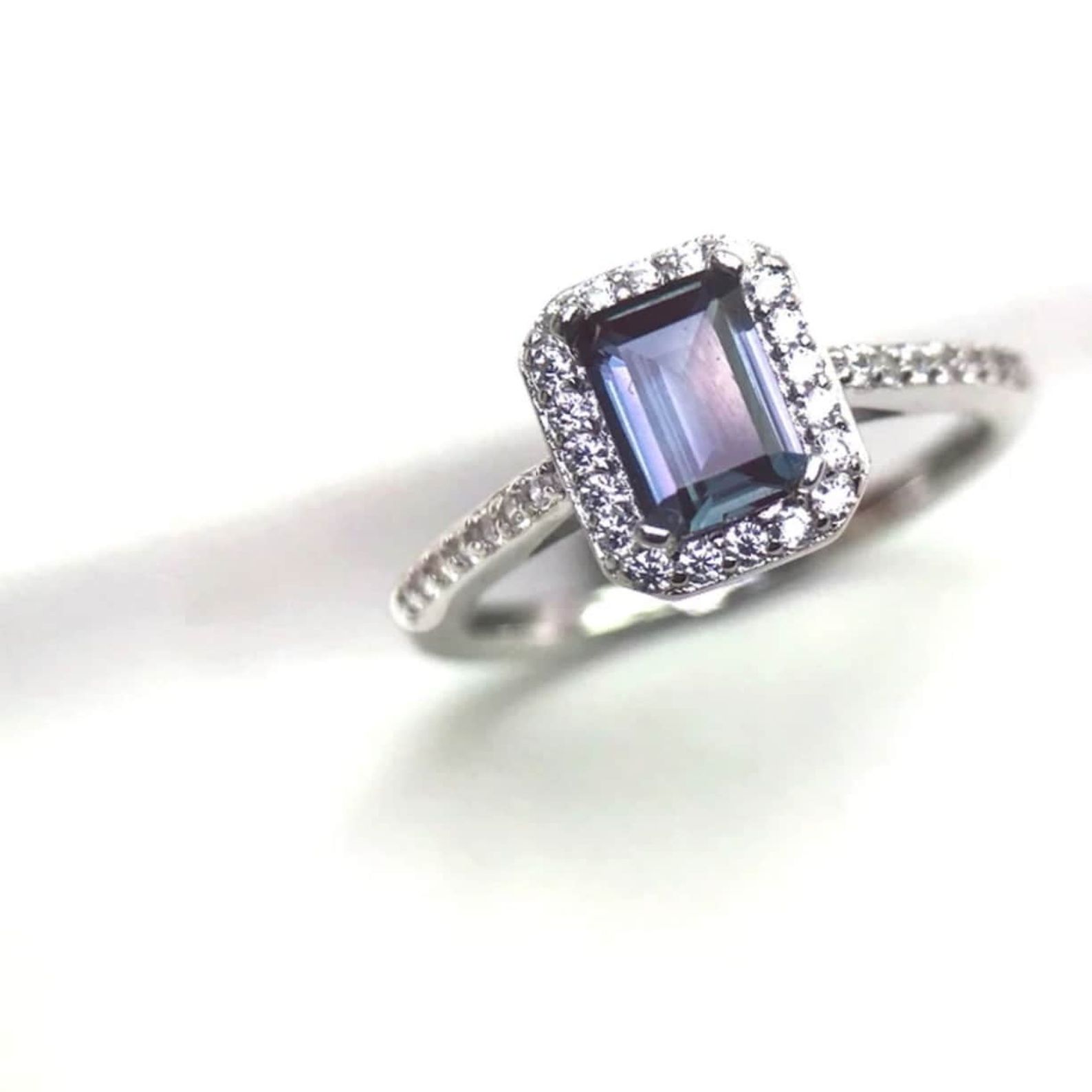 Emerald Cut Alexandrite Ring, 925 Sterling Silver, Promise Ring For Her ...