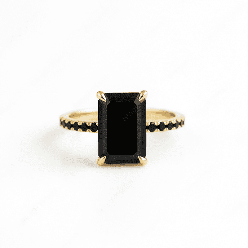 Emerald Cut Black Onyx Vintage Ring, Anniversary Ring, Minimalist Ring ...