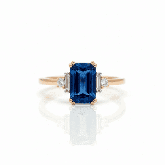 Emerald Cut Blue Sapphire Promise Ring, Statement Ring, September ...