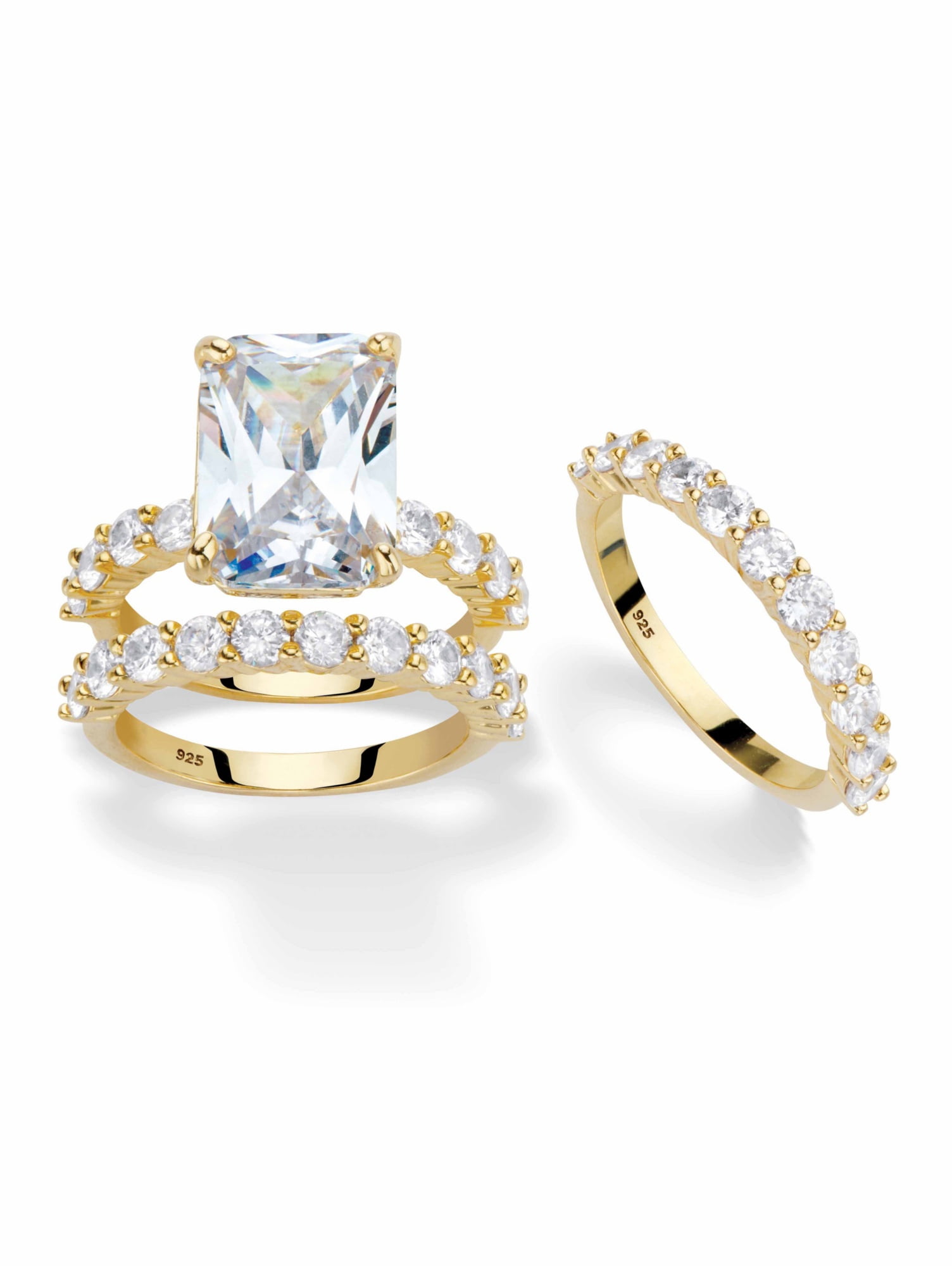 Emerald Cut Cubic Zirconia 2 Piece Wedding Ring Set 9 20 Tcw In 14k