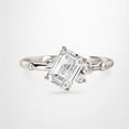 Emerald Cut Diamond Engagement Ring, Cluster Diamond Ring, Stackable ...