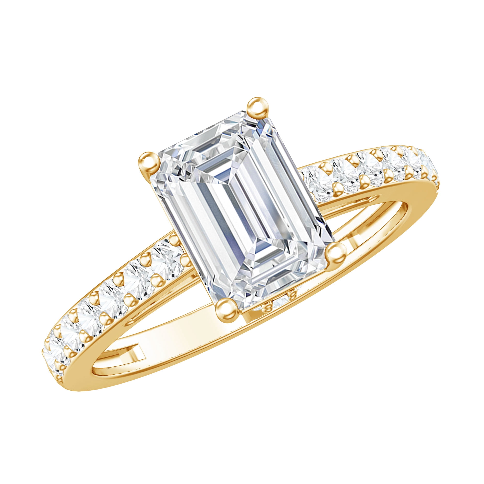 Rosec Jewels Emerald Cut Moissanite Engagement Ring with Hidden Halo ...