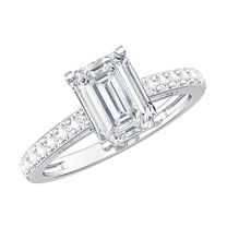Rosec Jewels Moissanite Emerald Cut Solitaire Engagement Ring with Side ...