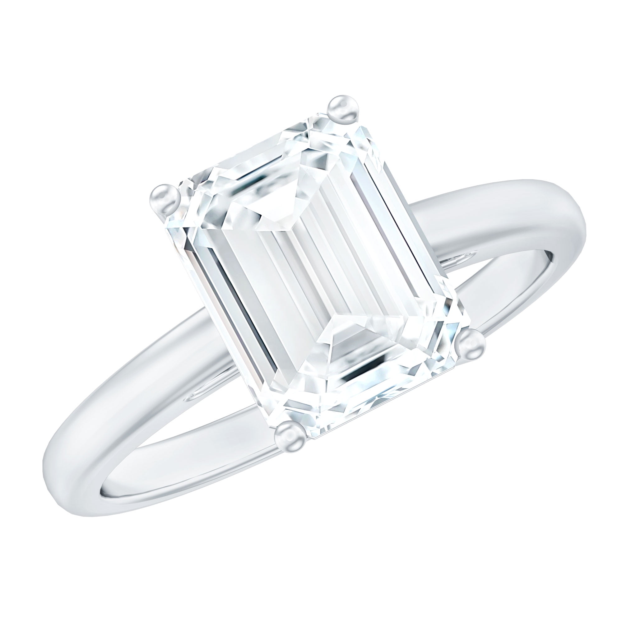 Rosec Jewels Emerald Cut Moissanite Solitaire Engagement Ring for Women - 7X9 mm - 2 ct - D-VS1 ...