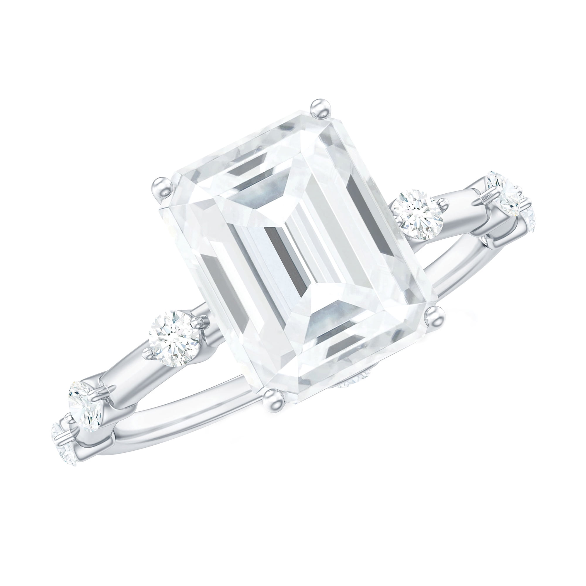 Rosec Jewels Emerald Cut Moissanite Solitaire Engagement Ring with ...