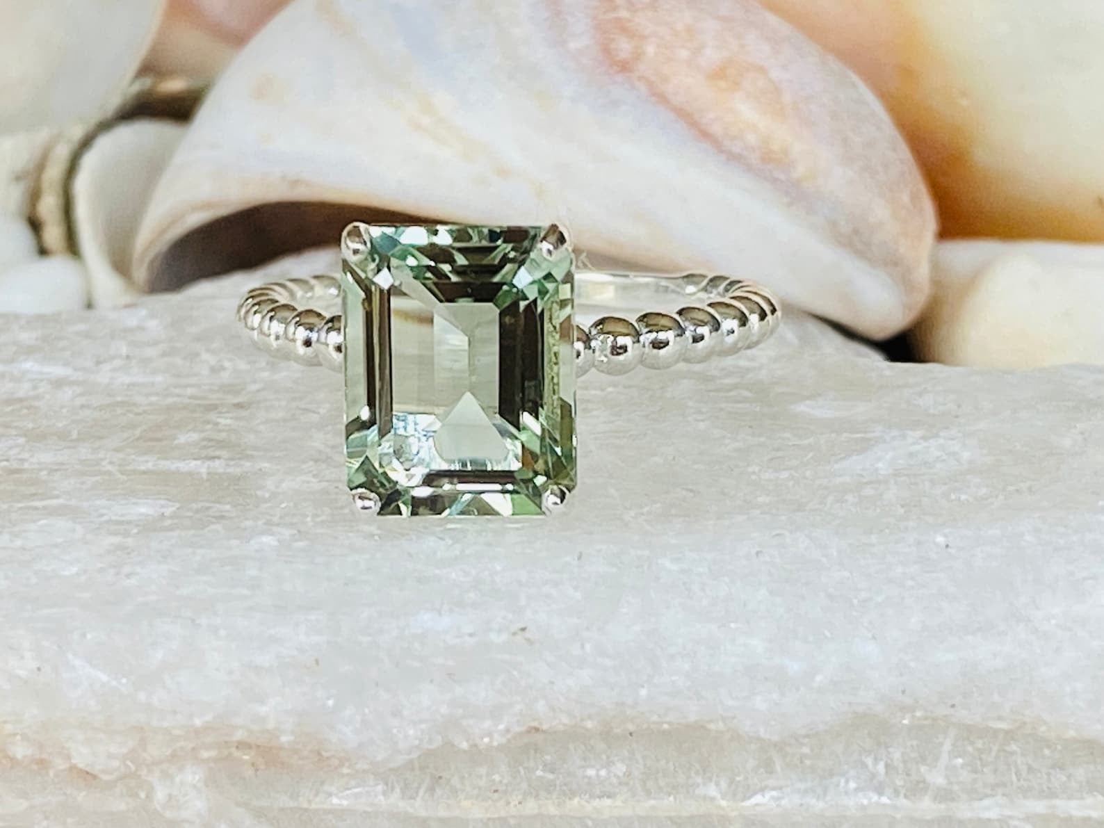 GemEmoprium Oval Green Prasiolite Rings 6 ct. t.w. 925 Sterling ...
