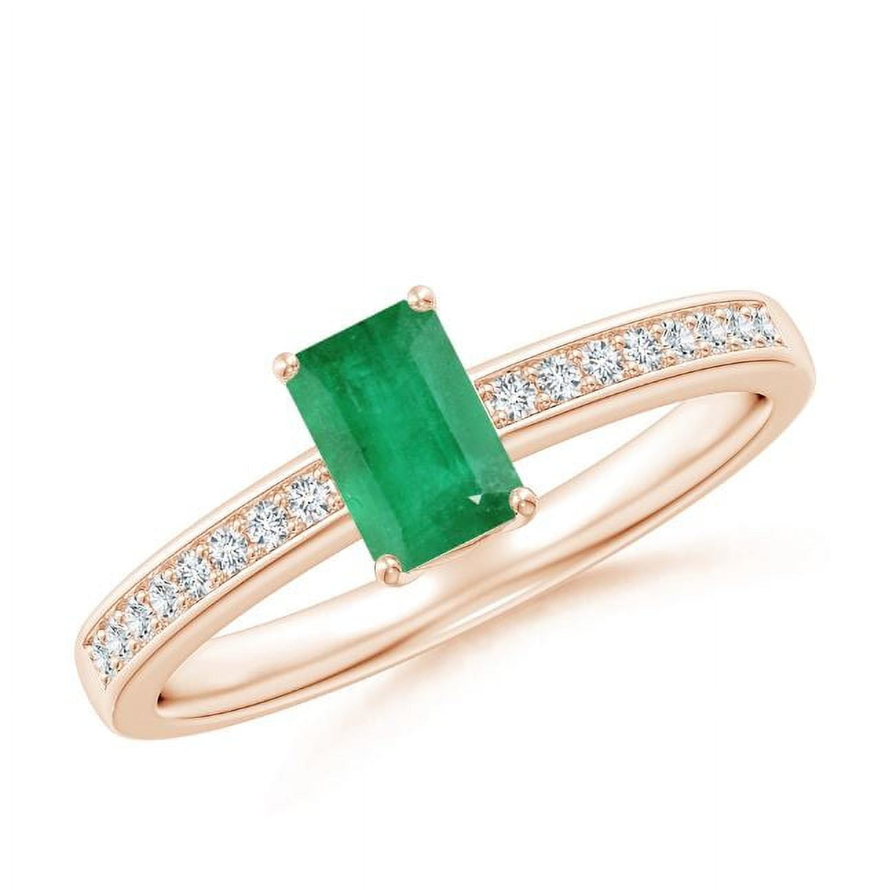 Emerald Cut Shape Green Emerald CZ Diamond Band Ring Women 925 Sterling ...