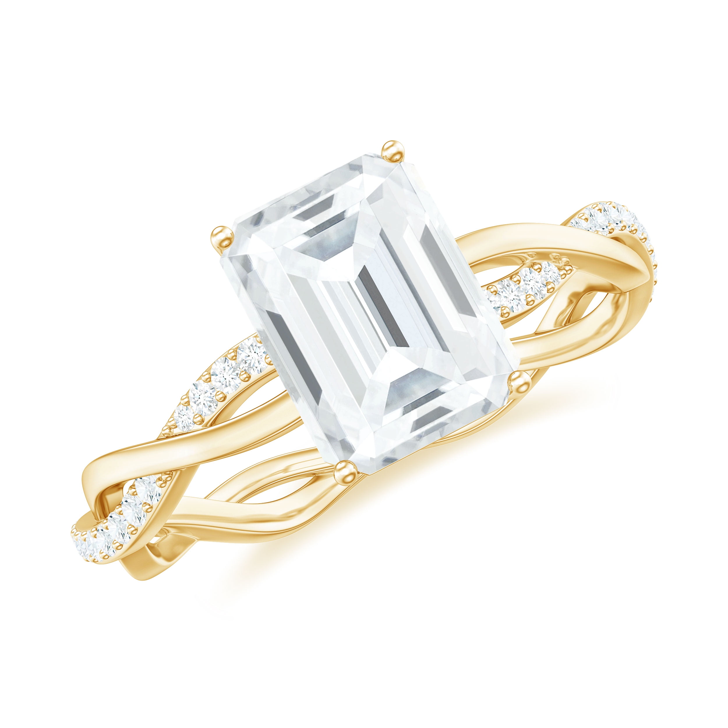 Emerald Cut Solitaire Moissanite Braided Engagement Ring - 6X8 mm - 2 Ct - D-VS1 Grade, 14K ...