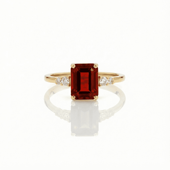 Emerald Cut Tourmaline & Baguette Diamond Cluster Ring, Wedding Ring ...
