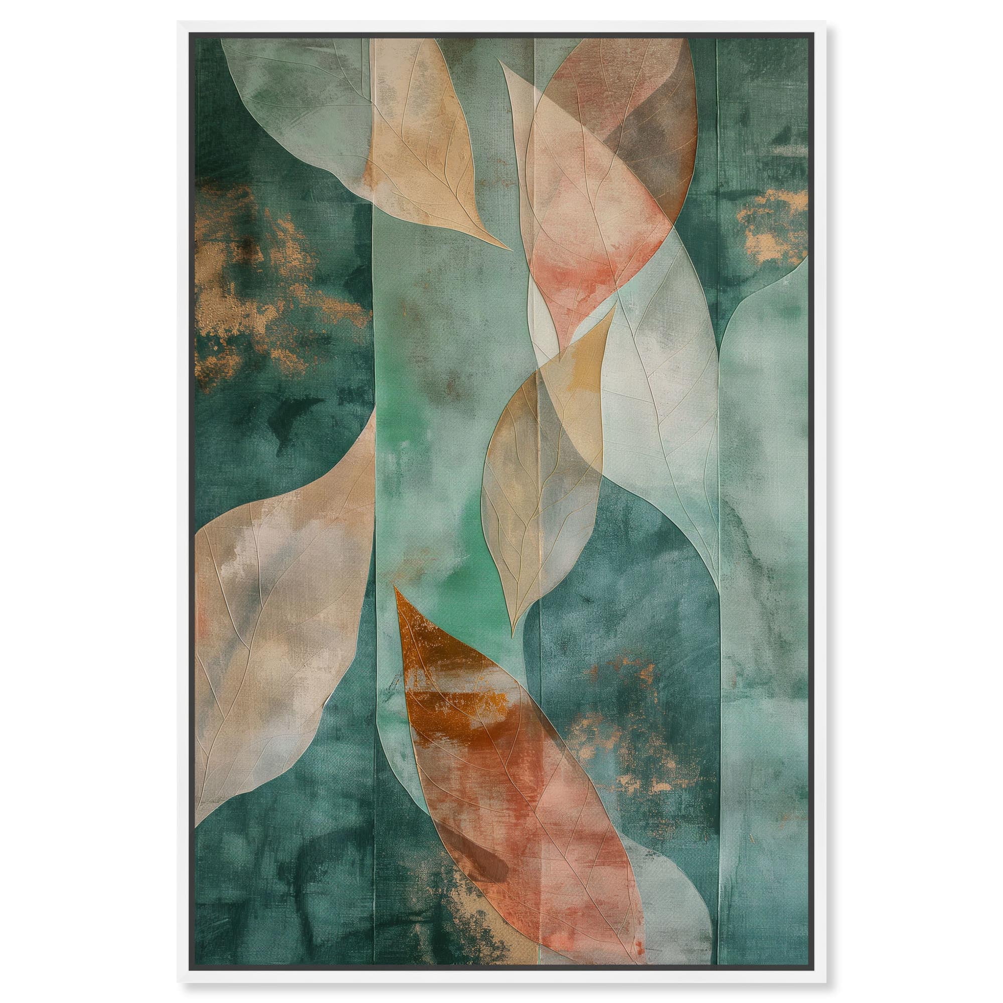 Emerald Ember I Canvas Green Abstract Art by Art Remedy, White Frame ...