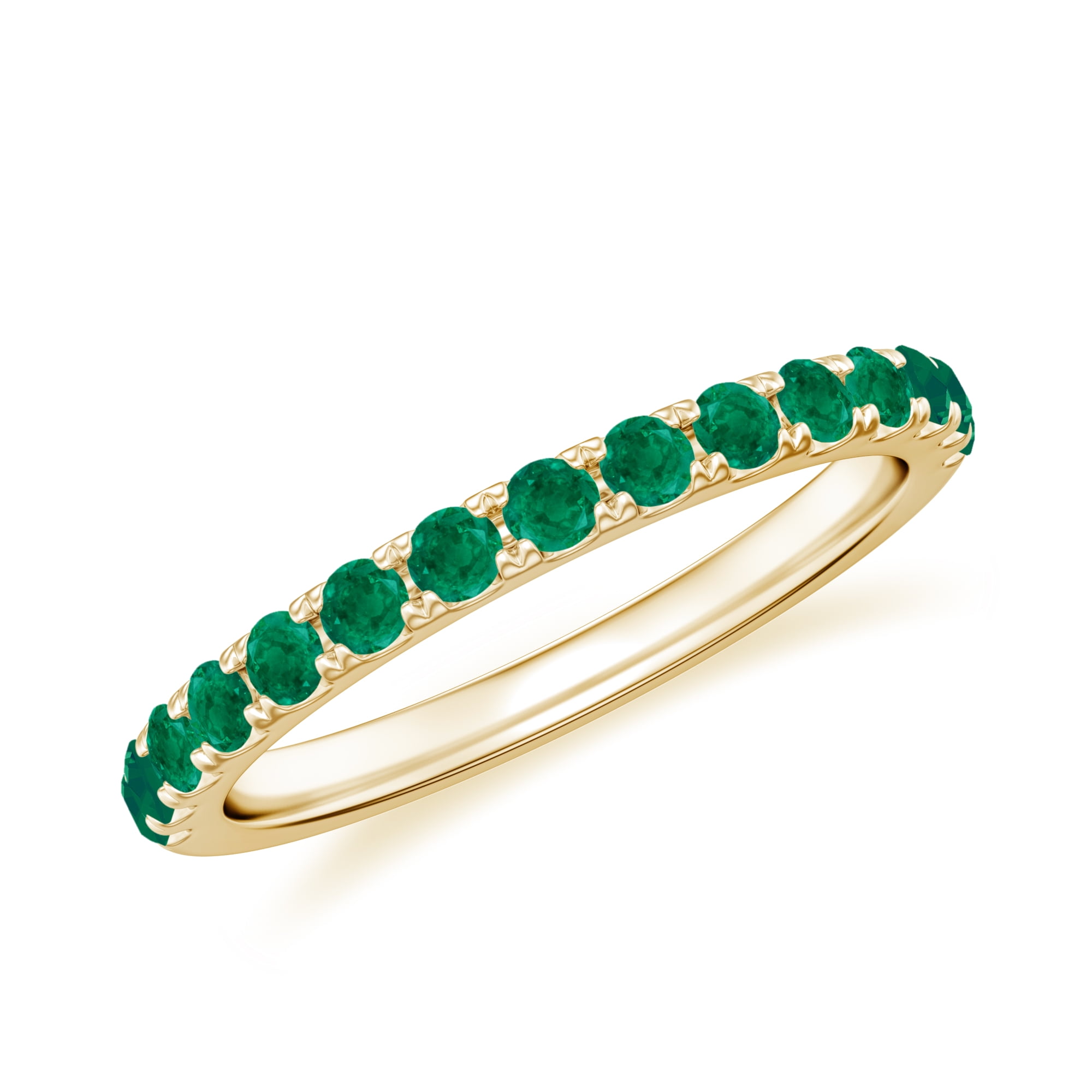 Emerald Eternity Band Ring for Women Yellow Gold Plated Solid 925 ...