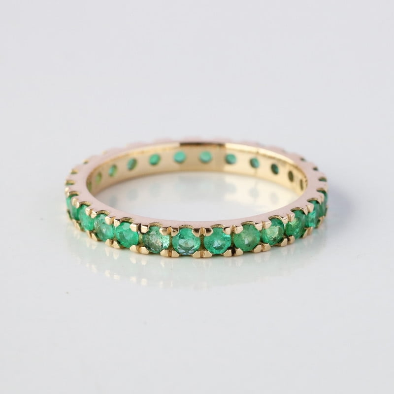 Emerald Eternity Ring, 18k Gold Plated Eternity Band, Stackable Ring ...