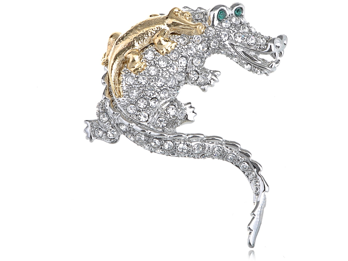 Emerald-Eyed y Tone Alligator Crocodile Reptile Piggy Back Brooch Pin ...