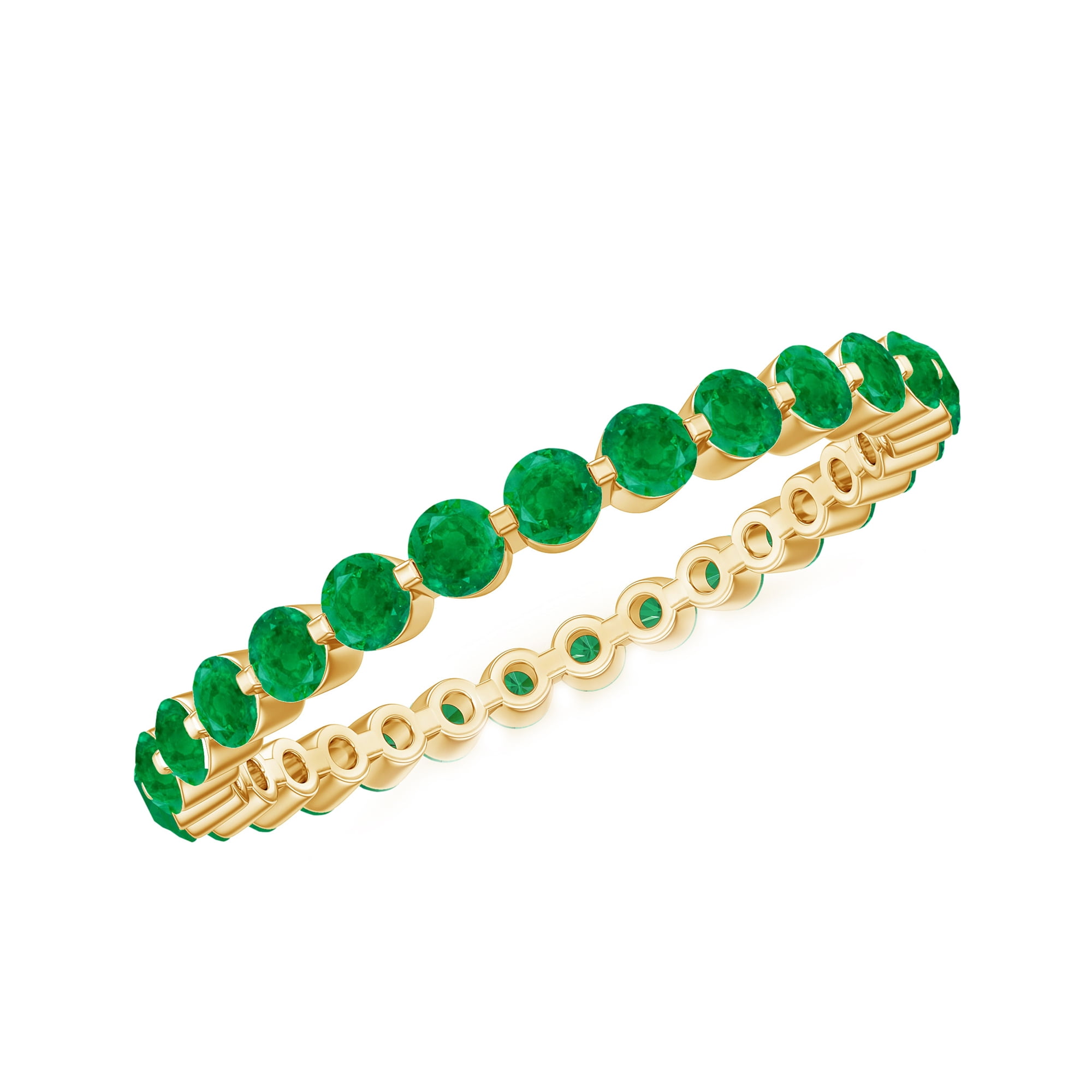 Emerald Floating Eternity Gold Ring (1.50 CT, AAA Quality), 14K Yellow ...
