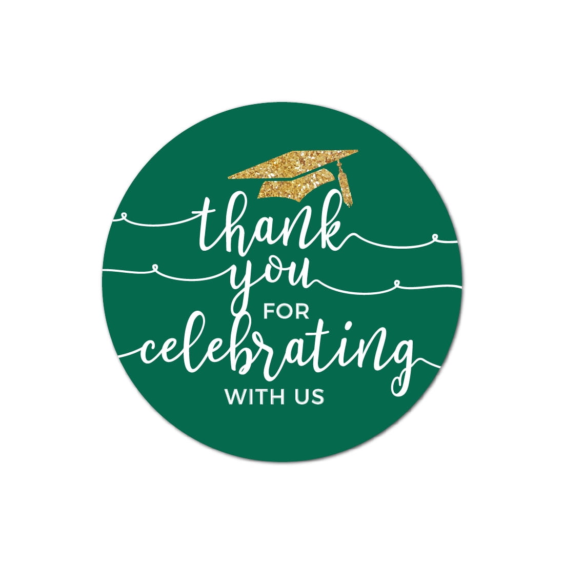 Emerald Forest Green and Gold Glittering Graduation Party, Circle ...