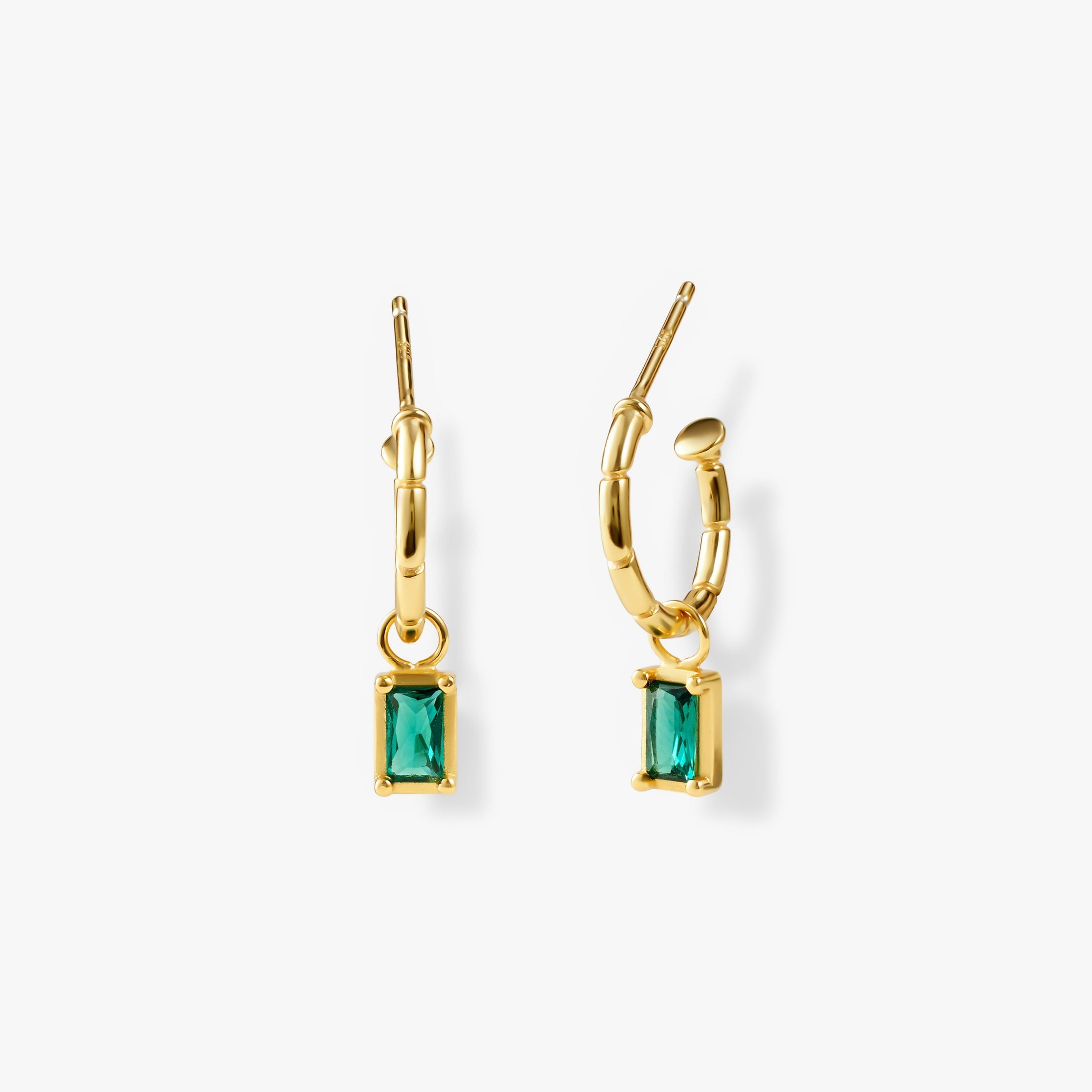 Emerald Green 3A CZ Baguette Half Hoop Stud Earrings - Walmart.com