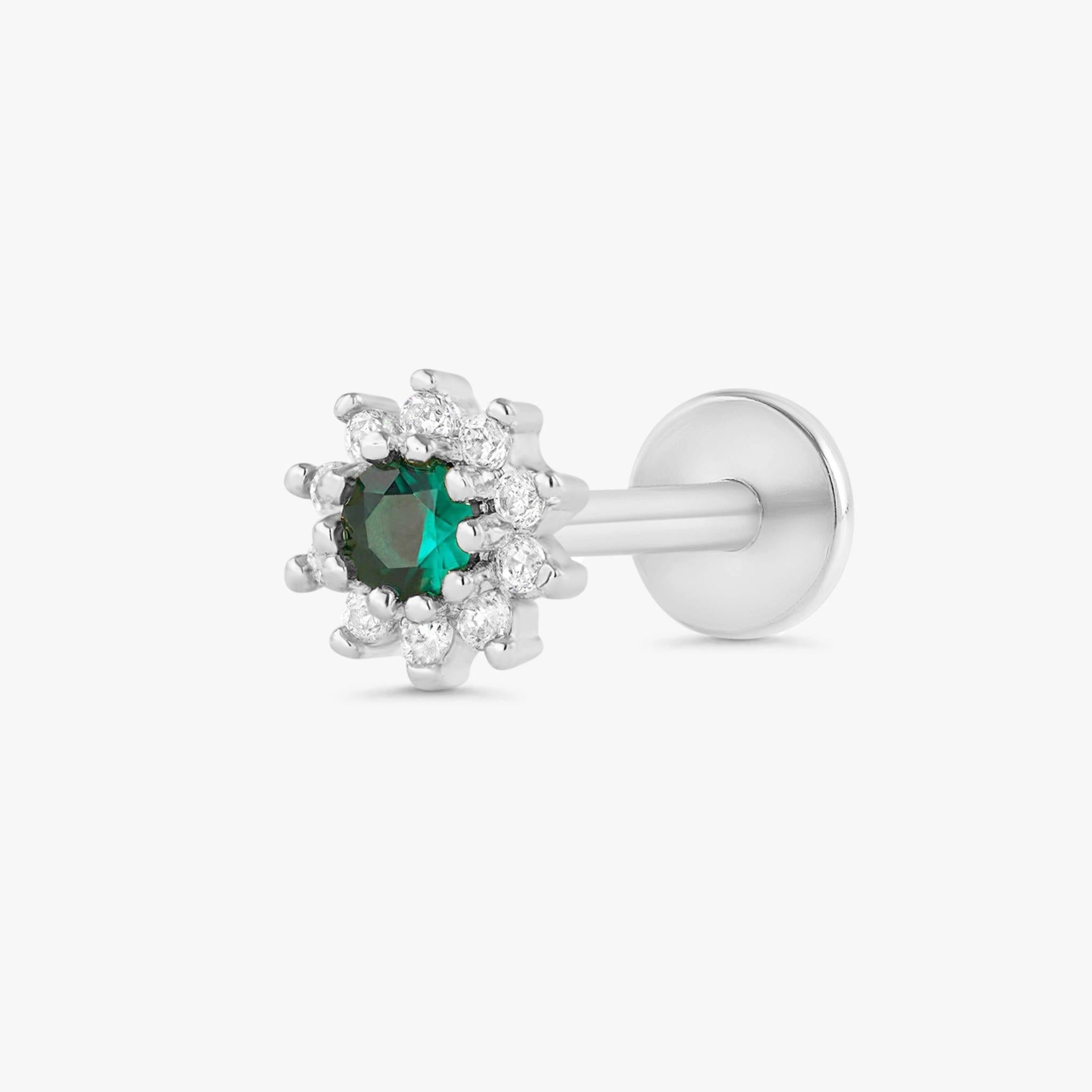 Emerald Green 3A CZ Sunflower Flat Back Piercing Stud - Walmart.com