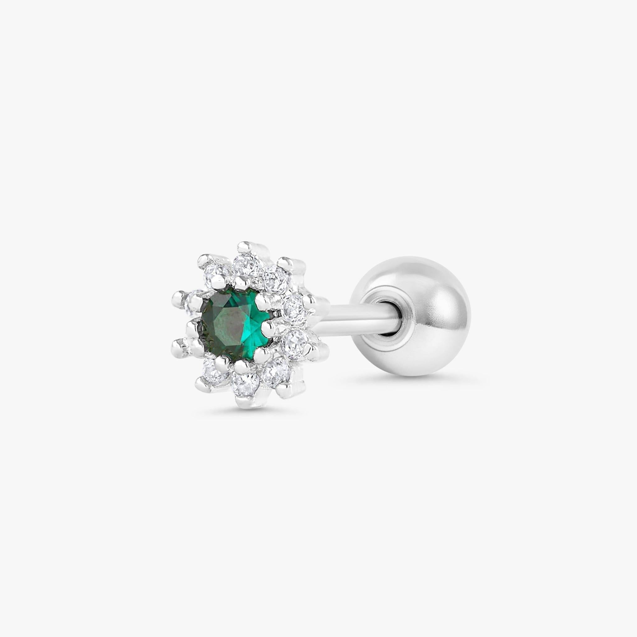 Emerald Green 3A CZ Sunflower Flat Back Piercing Stud - Walmart.com