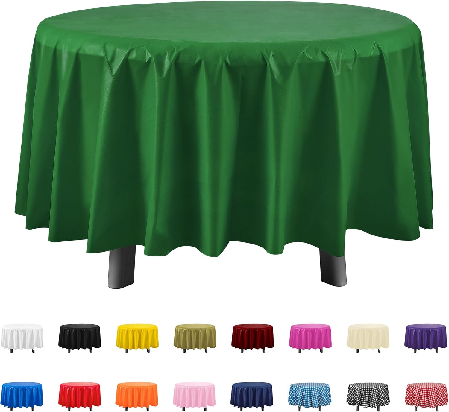 Emerald Green 6 Pack Premium Round Disposable Plastic Tablecloth - 84 ...
