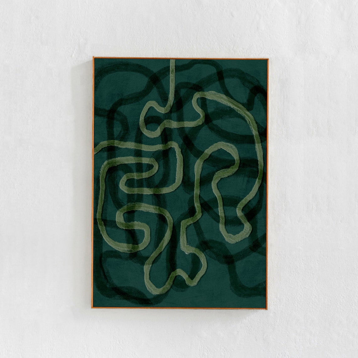 Emerald Green Abstract Art: Squiggle Lines Wall Art, Able Art Print For ...